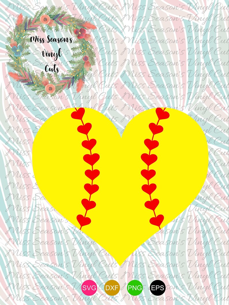 Softball SVG Baseball svg Heart Shaped Softball SVG | Etsy
