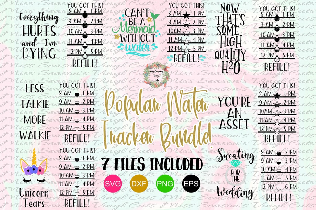 Water Tracker SVG / Water Tracker SVG Bundle / Water Bottle SVG / High ...