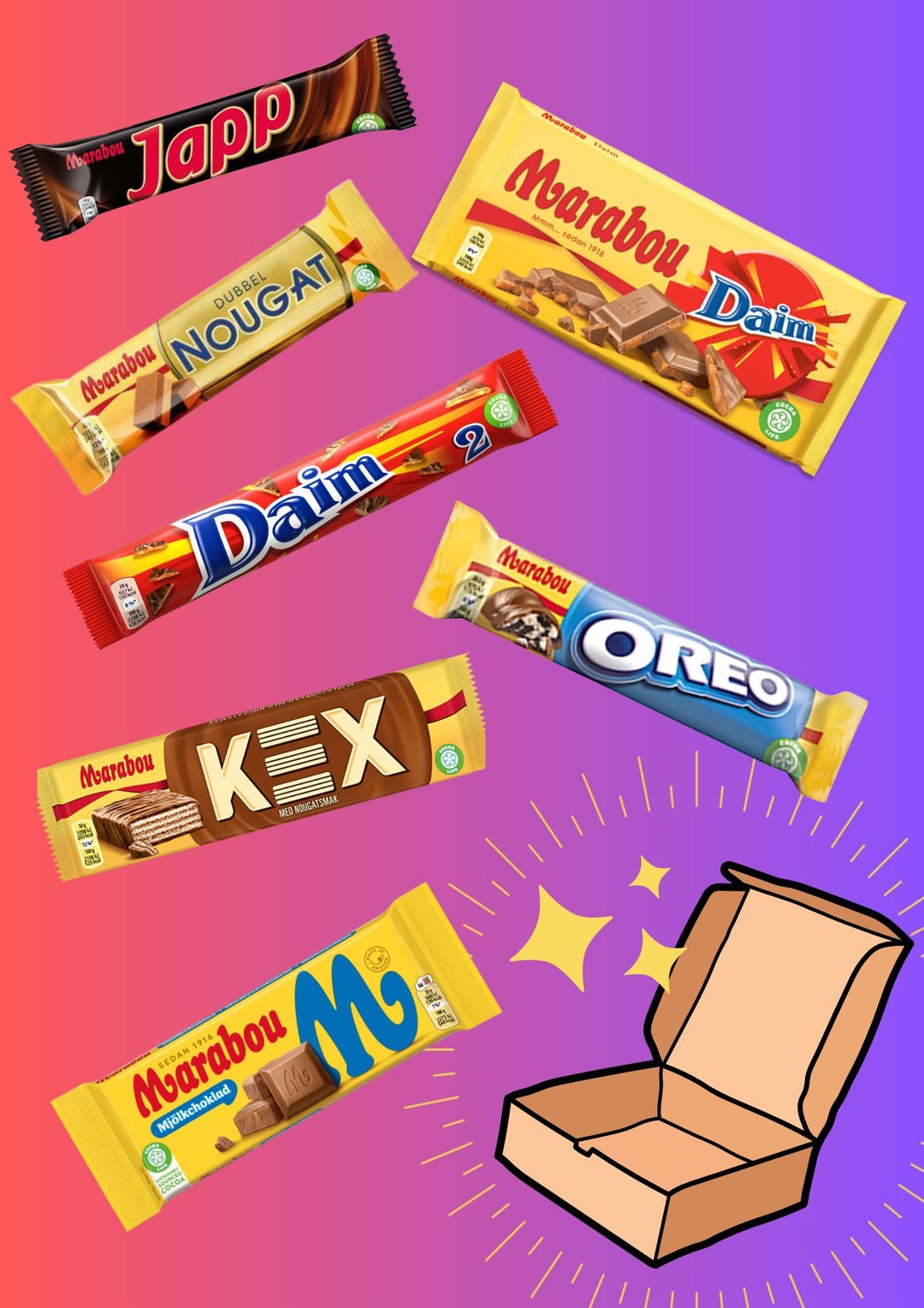 Swedish Marabou Chocolate Box - Assorted Marabou Mjölkchoklad, Daim ...