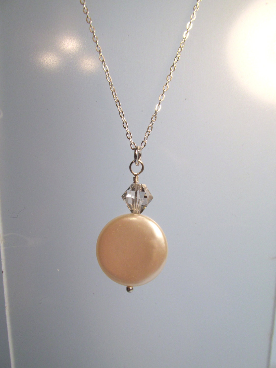 Freshwater Pearl Swarovski Crystal Necklace Pearl Necklace Etsy
