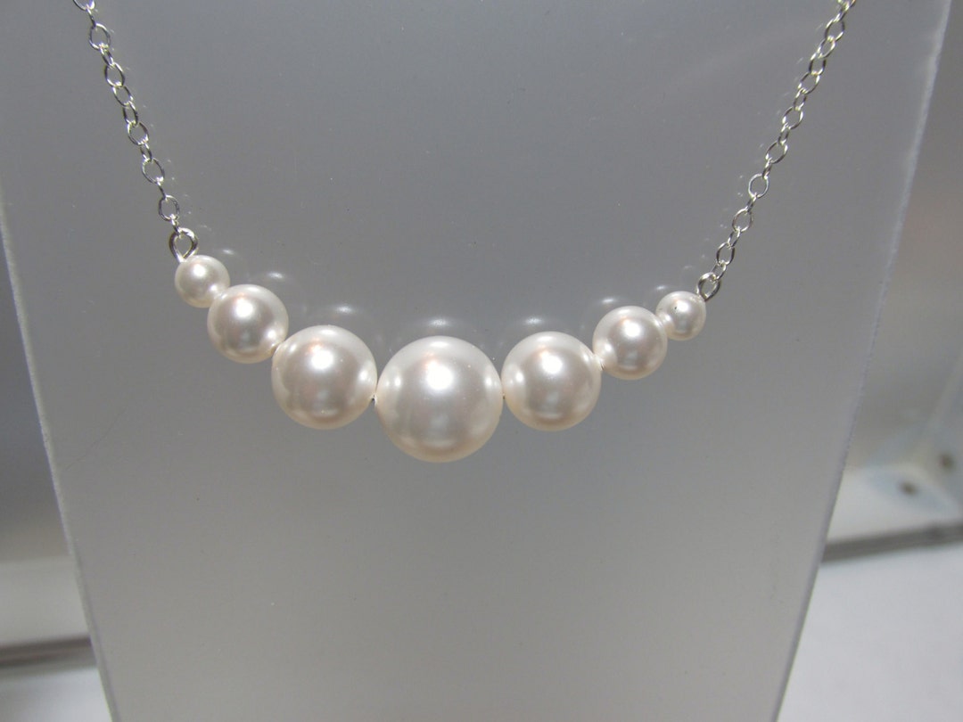 Swarovski Crystal Pearl Necklace, Pearl Necklace, Minimalist, Wedding ...