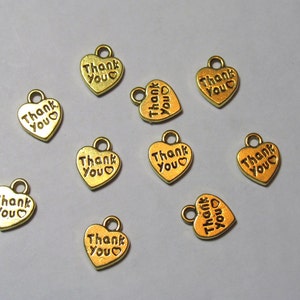 Thank You Heart Charms, Thank You Charm, Favor Charms, Wedding Charm ...