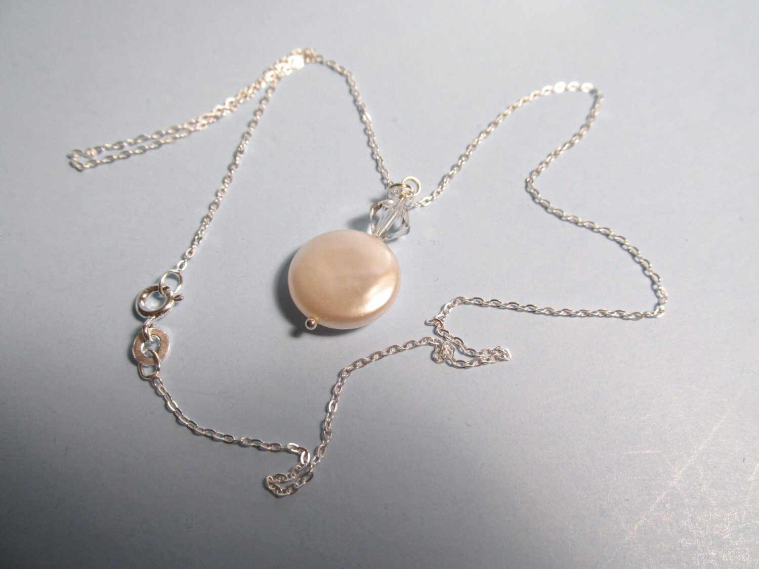 Freshwater Pearl Swarovski Crystal Necklace Pearl Necklace Etsy