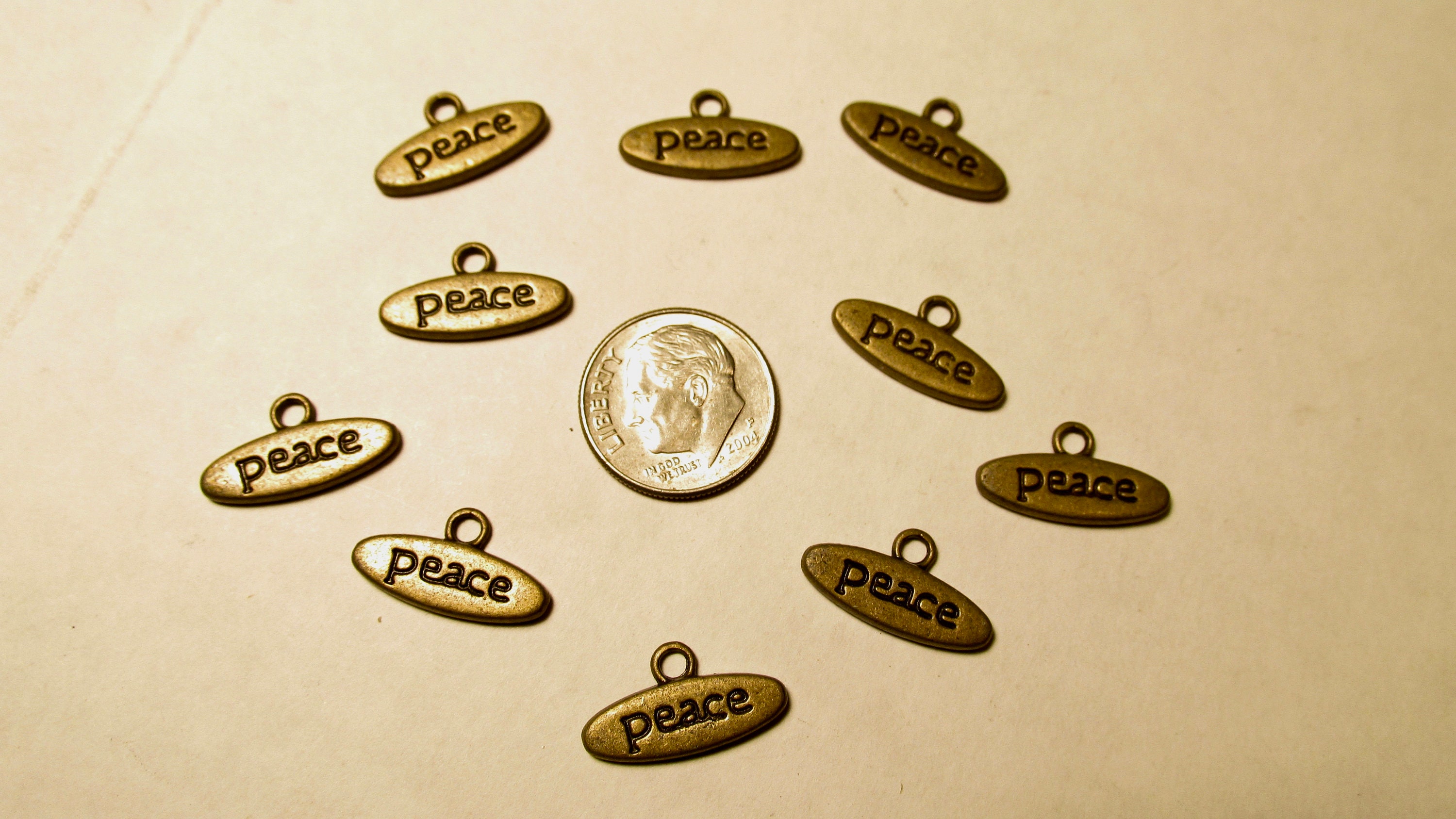 Peace Charms, Bronze Peace Charms, 100 Peace Charms, Jewelry, Leather ...