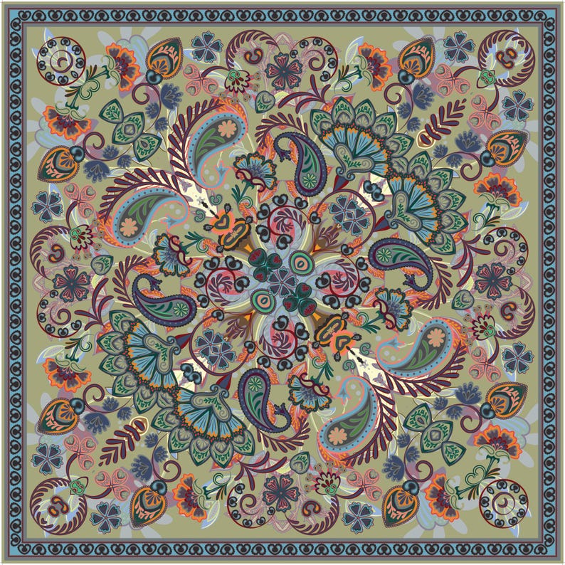 Elegant Paisley Floor Carpet Design | Digital Wedding Floor Wrap ...