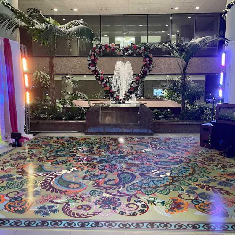 Elegant Paisley Floor Carpet Design | Digital Wedding Floor Wrap ...