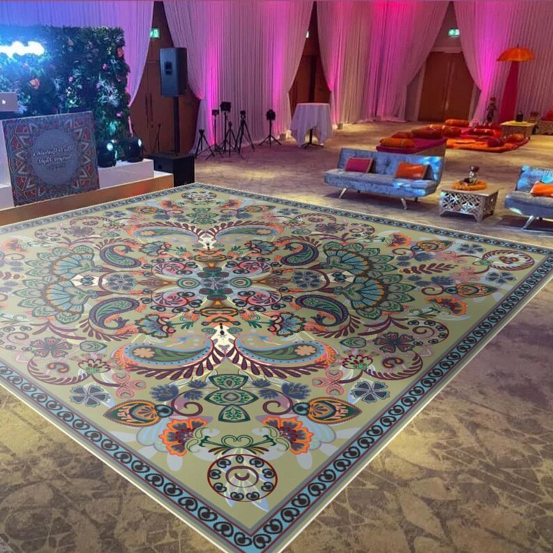 Elegant Paisley Floor Carpet Design | Digital Wedding Floor Wrap ...
