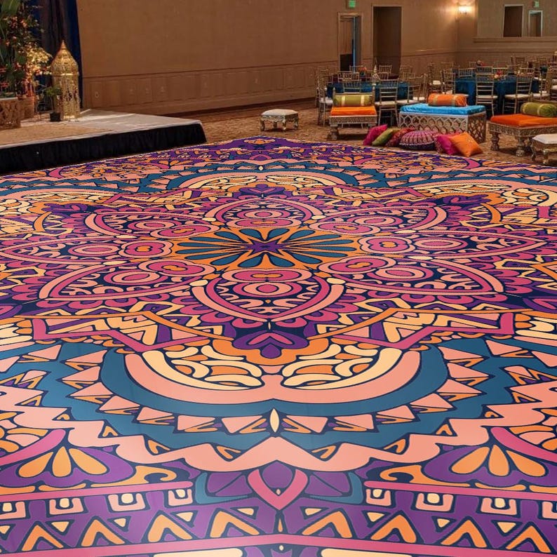 Luxury Mandala Mehndi Floor Wrap | Indian Wedding Dance Floor Printable ...