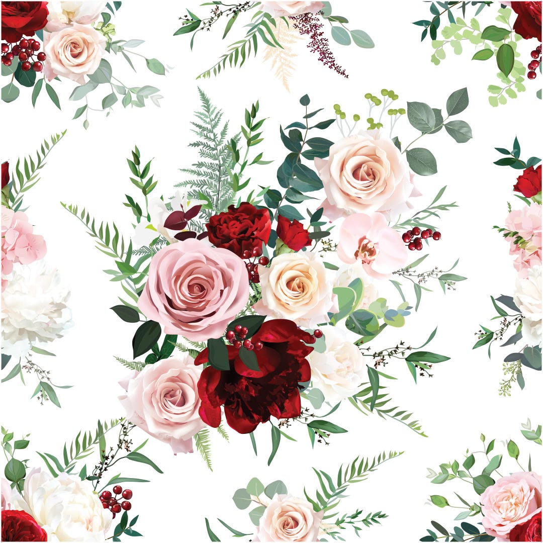 Vintage Floral Digital Paper | Romantic Wedding Decor | Seamless ...