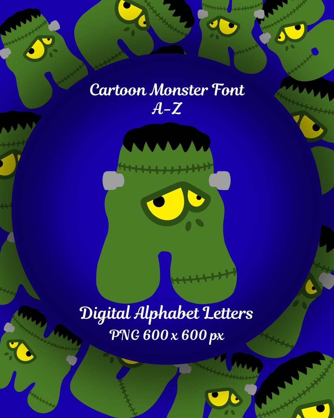Halloween Monster Alphabet: Clipart Spooky Horror Font PNG - Etsy