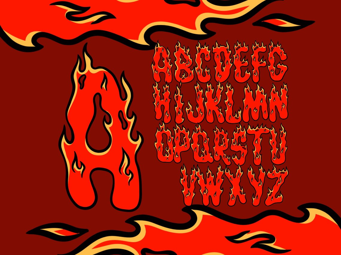 Fire Alphabet Letters SVG PNG Format, Flame Alphabet, Burning Font ...