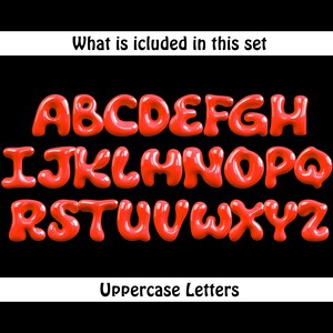 Bubble Red Letters & Numbers PNG SVG, Bubble Font, Inflatable Alphabet ...