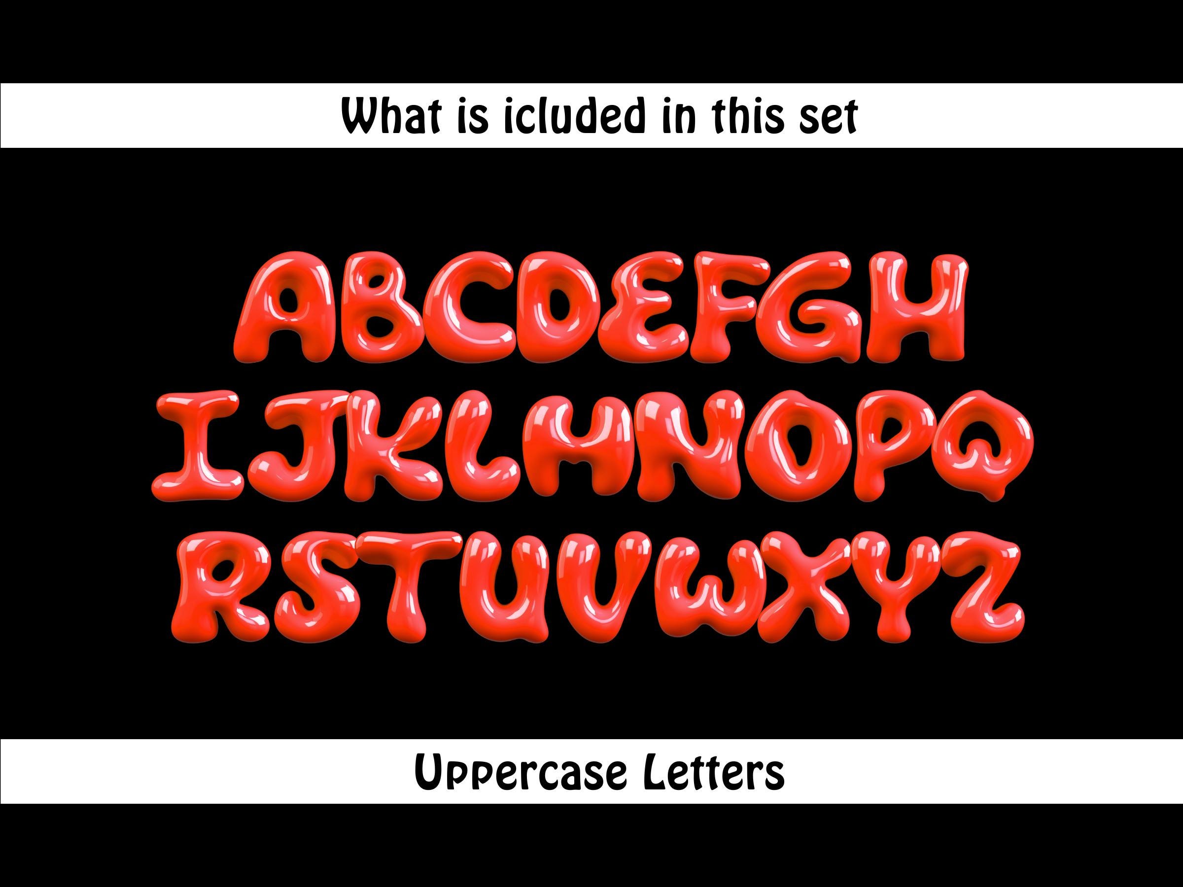 Bubble Red Letters & Numbers PNG SVG, Bubble Font, Inflatable Alphabet ...
