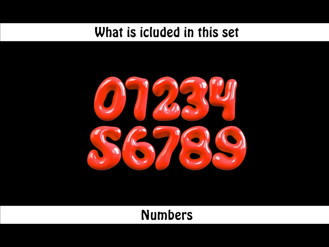 Bubble Red Letters & Numbers PNG SVG, Bubble Font, Inflatable Alphabet ...