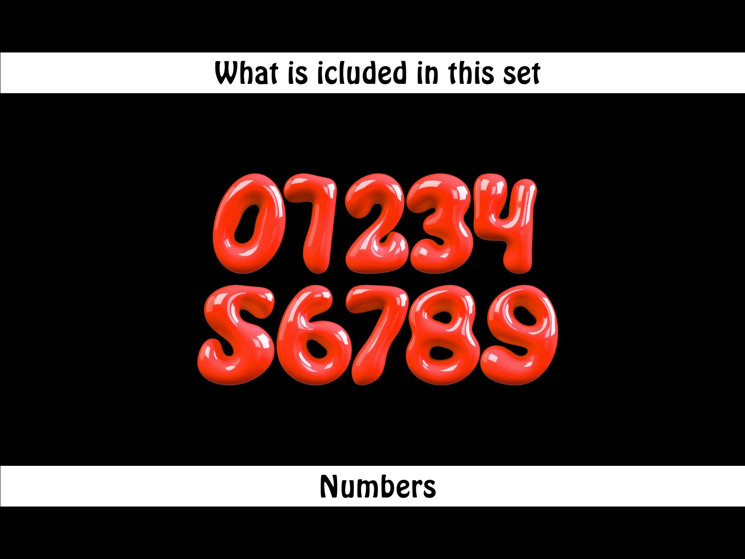 Bubble Red Letters & Numbers PNG SVG, Bubble Font, Inflatable Alphabet ...