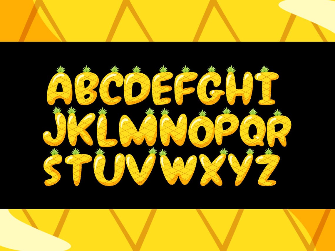 Pineapple Letters SVG & PNG, Fruits Font, Pineapple Alphabet, Cartoon ...