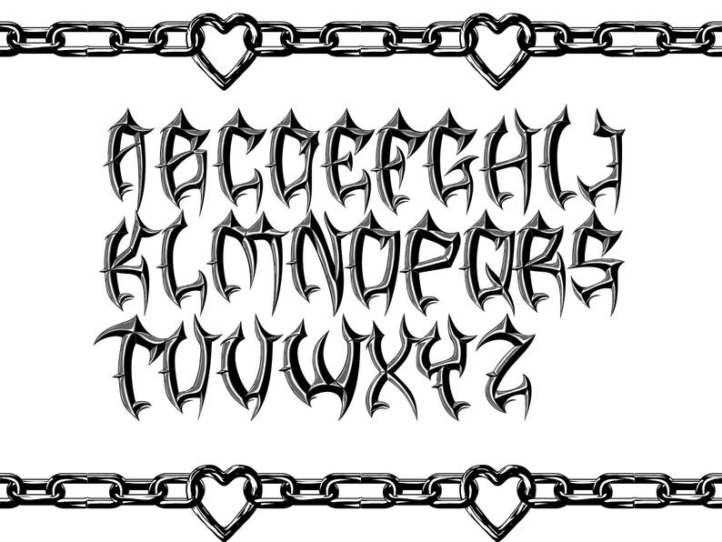 Gothic Alphabet Letters SVG PNG Format, Dark Retro Alphabet ...
