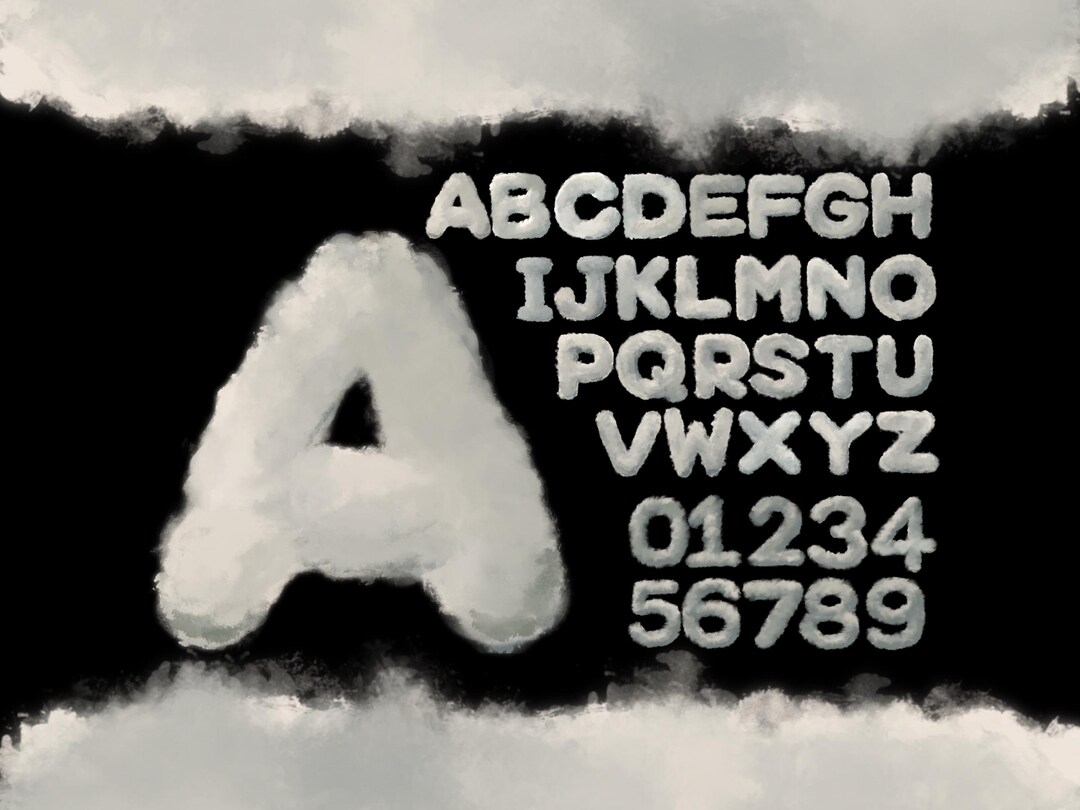 Cloud Letters & Numbers PNG SVG, Cloud Font, Fluffy Alphabet, Weather ...