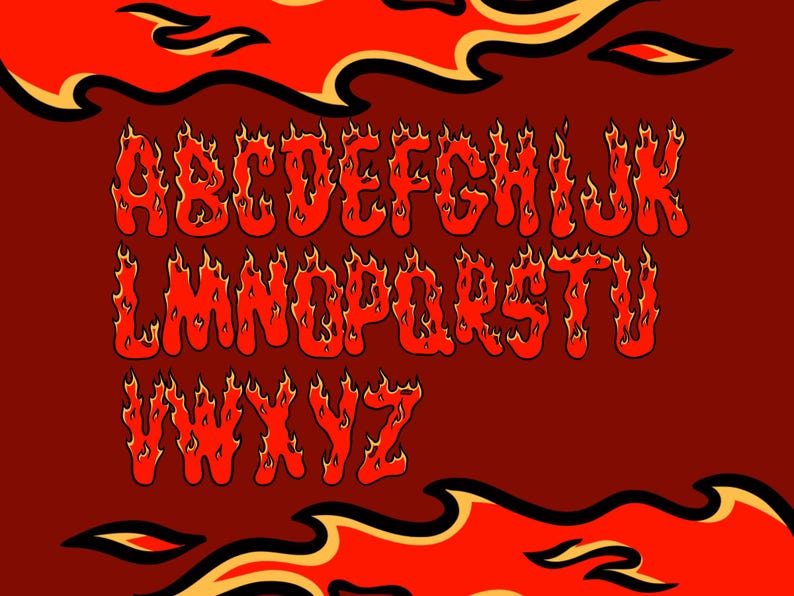 Fire Alphabet Letters SVG PNG Format, Flame Alphabet, Burning Font ...