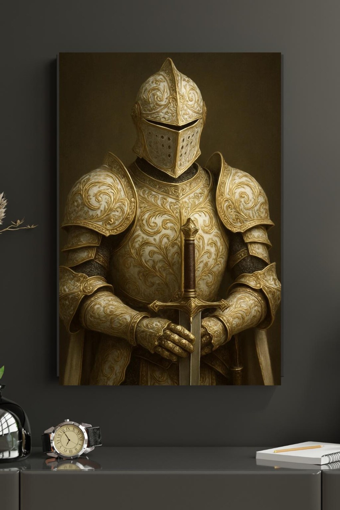 Gold Baroque Knight Printable Wall Art – Medieval Armor Poster – Royal ...