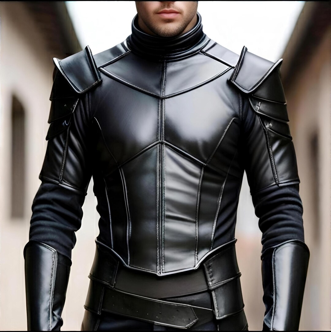 Handmade Black Leather Warrior Armor: Medieval LARP Cosplay Costume - Etsy