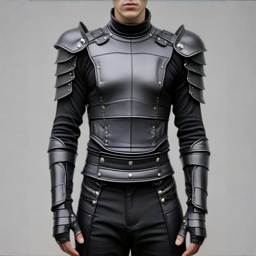 Handmade Black Leather Knight Armor Set – Medieval Warrior Costume With ...