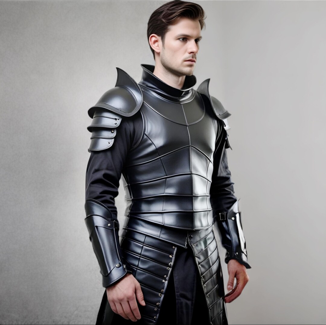 Handmade Black Leather Knight Armor | Medieval Fantasy Warrior Costume ...