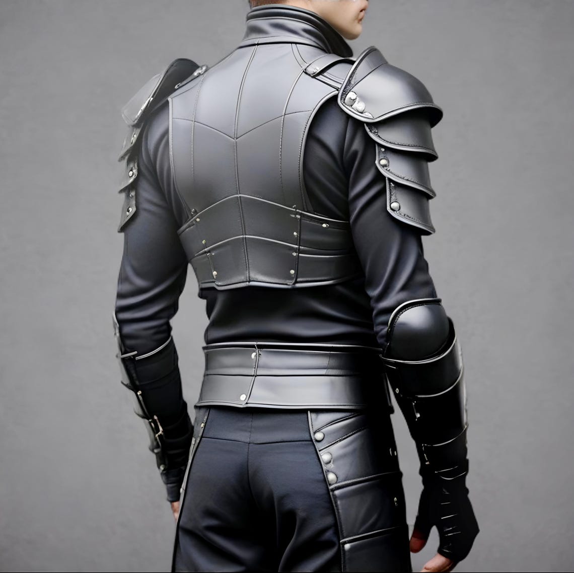 Handmade Black Leather Knight Armor Set – Medieval Warrior Costume With ...