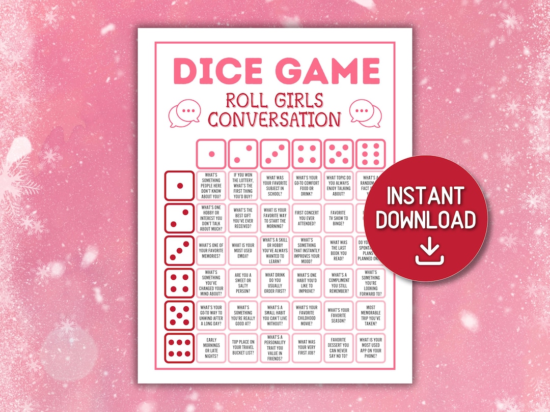 Dice Girls Conversation Game Printable Adult Girls Night Bachelorette ...