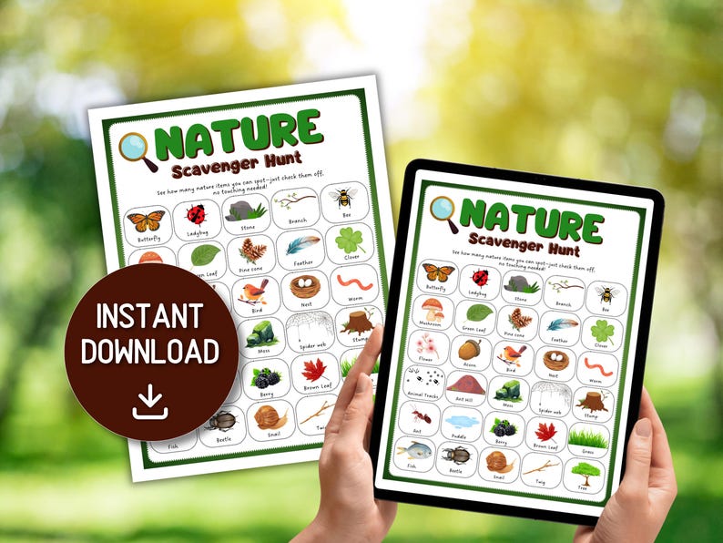 Nature Scavenger Hunt Printable Backyard Scavenger Hunt Outdoor Kids ...