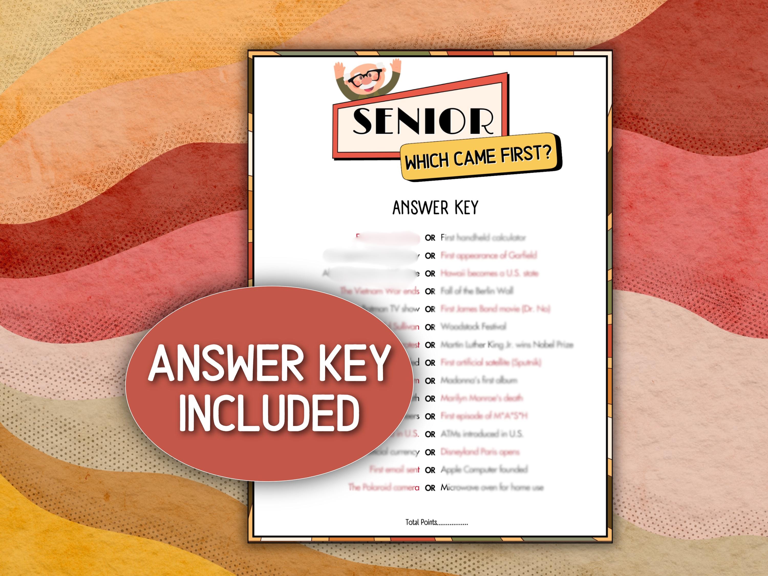 Which Came First Seniors, Games for Senior Citizens Games for Elderly ...