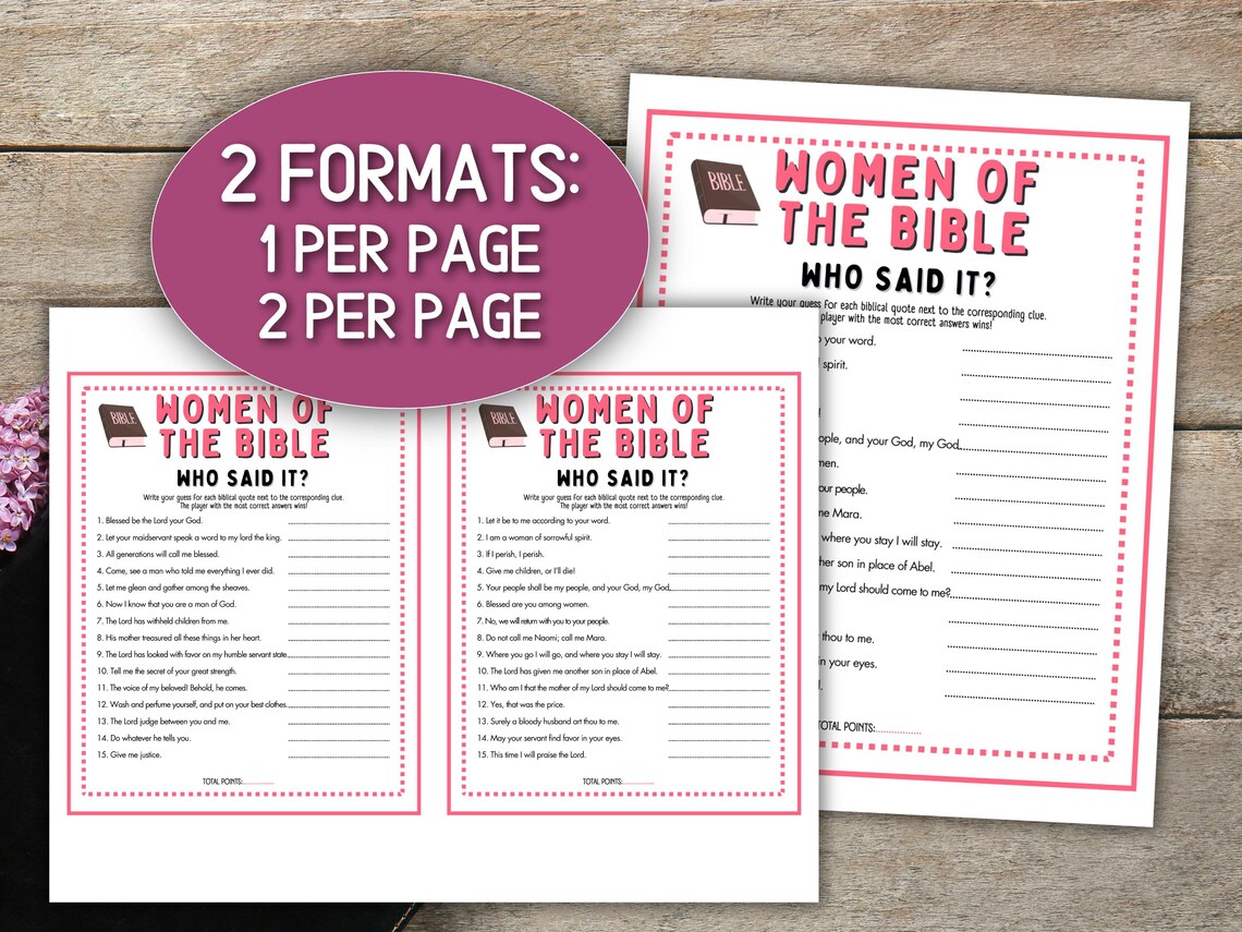 Who Said It Game Women of the Bible Game Printable Bible Verse Who Said ...
