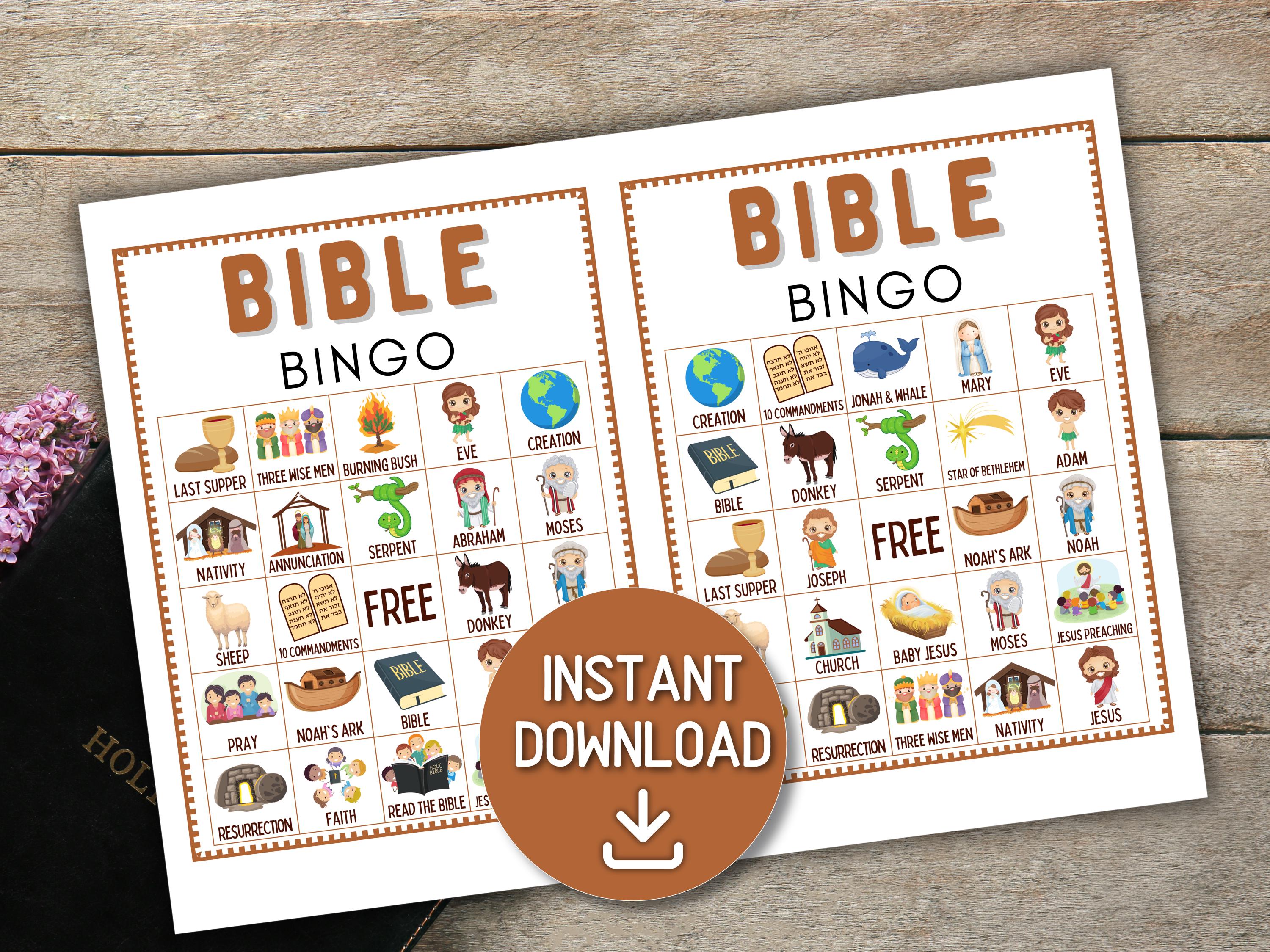 Bible Bingo Cards 30 Bible Character Bingo Cards for Kids Teen and ...