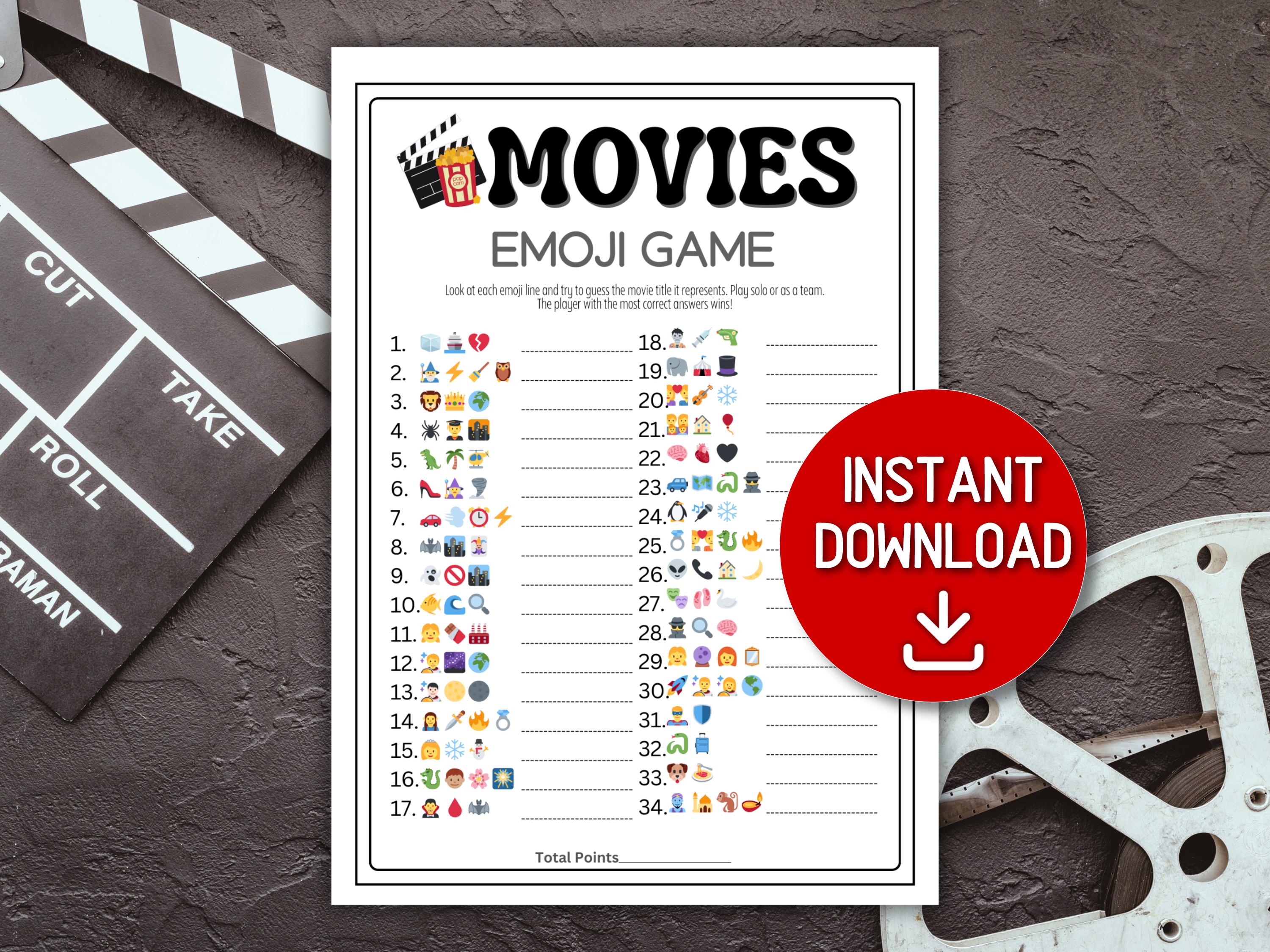 Movie Emoji Pictionary | Emoji Movie Guessing Game | Printable Games ...