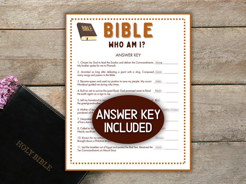 Who Am I Game Bible Trivia Game Questions and Answers Bible Women ...