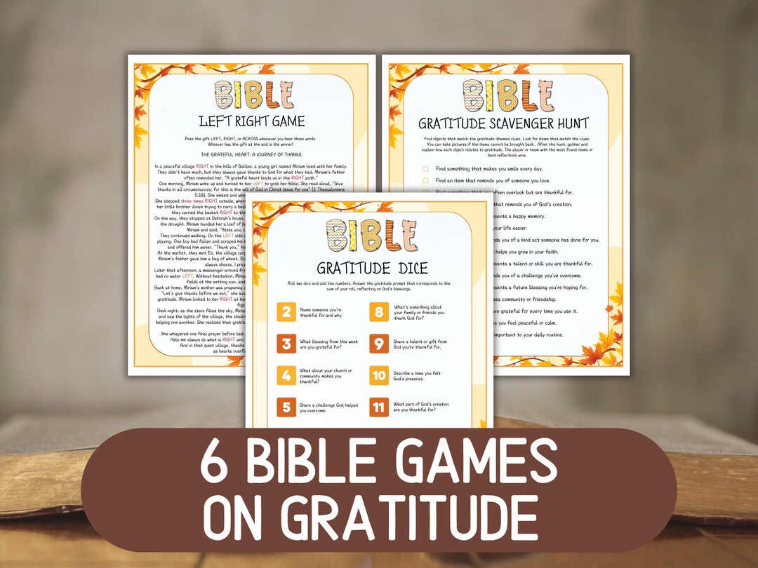 Bible Gratitude Game Printable, Bible Thanksgiving Bible Gratitude Dice ...