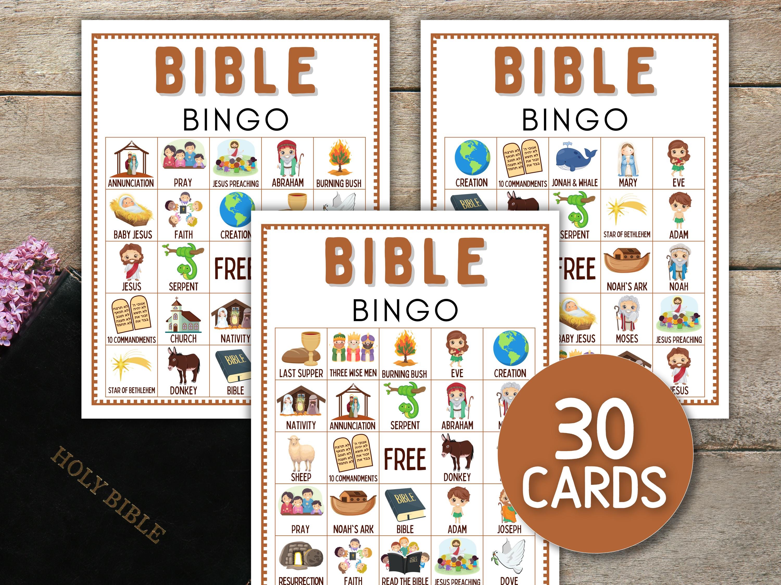 Bible Bingo Cards 30 Bible Character Bingo Cards for Kids Teen and ...