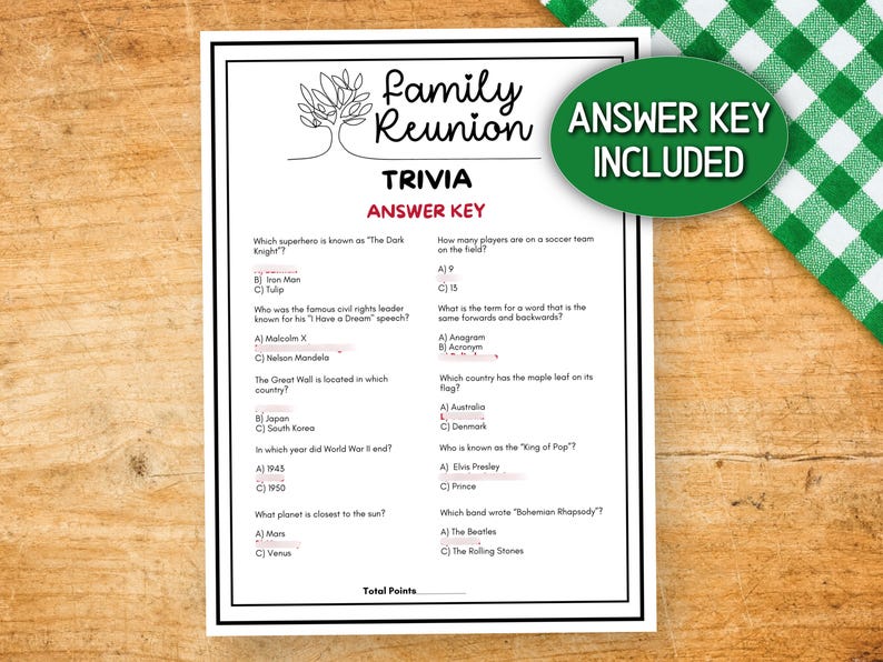 Family Reunion Trivia Questions Multiple Choice Easy Trivia Download ...