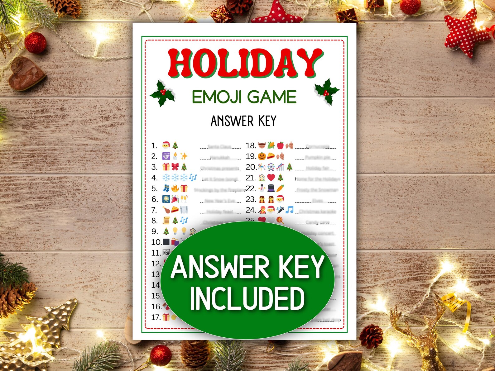 Holiday Emoji Game Printable, Trivia Xmas Answer Key Christmas Emoji ...