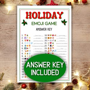 Holiday Emoji Game Printable, Trivia Xmas Answer Key Christmas Emoji ...