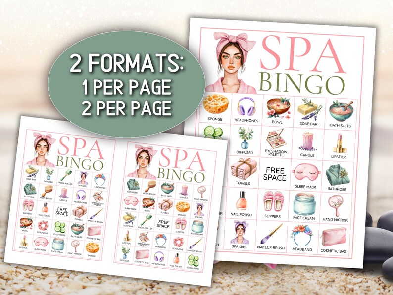 Spa Bingo Cards, 50 Printable Bingo Girls Game Sleepover Theme Party - Etsy