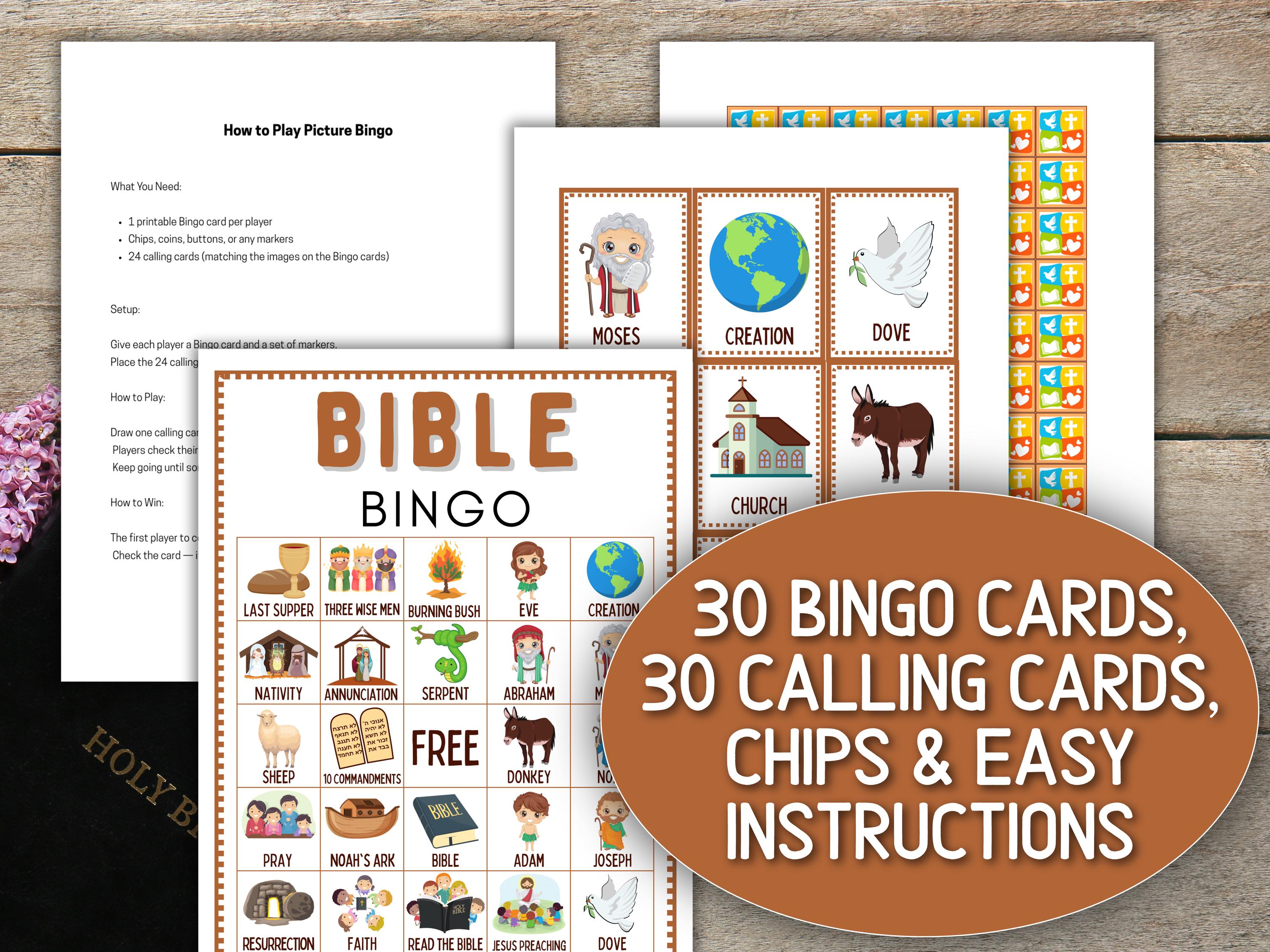 Bible Bingo Cards 30 Bible Character Bingo Cards for Kids Teen and ...