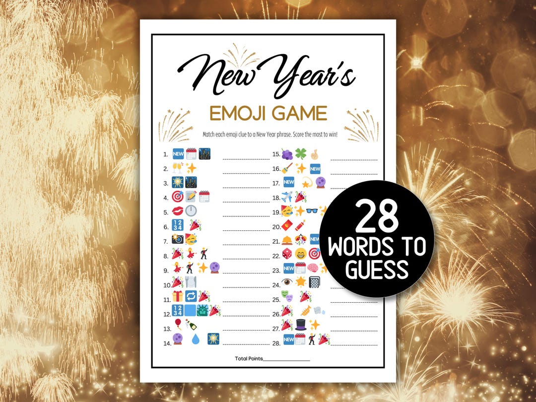 New Years Eve Emoji Game Party Games Pdf Nye Emojis Pictionary ...