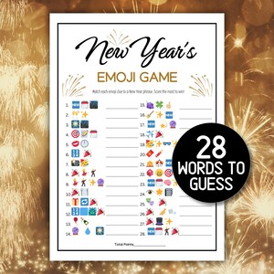New Years Eve Emoji Game Party Games Pdf Nye Emojis Pictionary ...