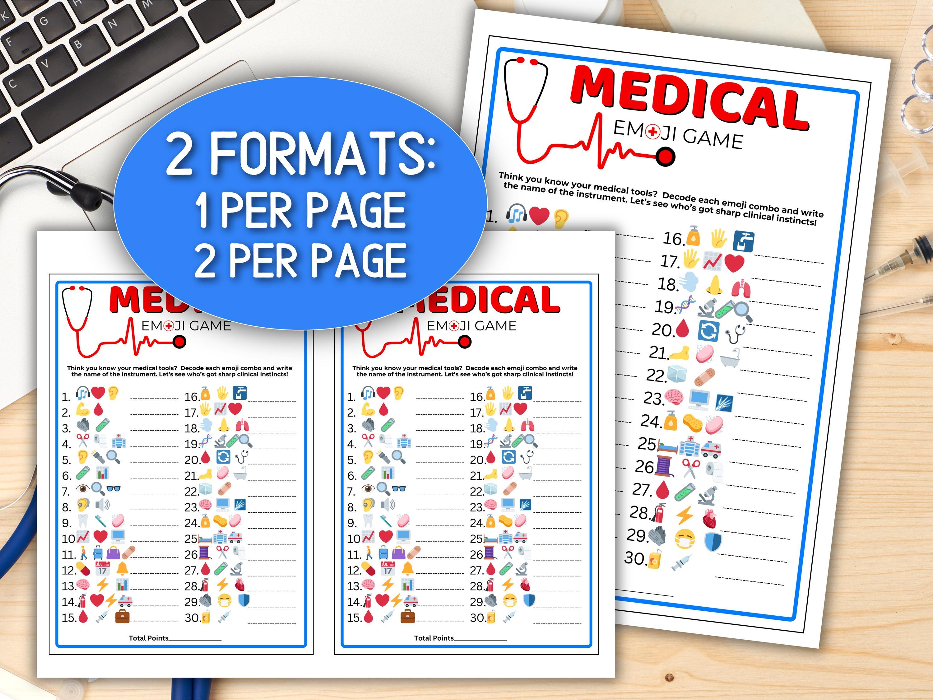 Medical Emoji Game Printable, Healthcare Game Nurses Week Game Hospital ...