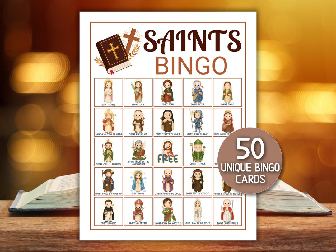 Saint Bingo Cards Catholic Kids Teaching Printables Games First ...