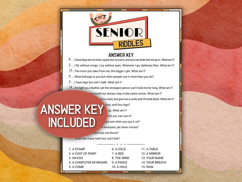 Games for Seniors Riddles Citizens Elderly Game Icebreaker Game Seniors ...