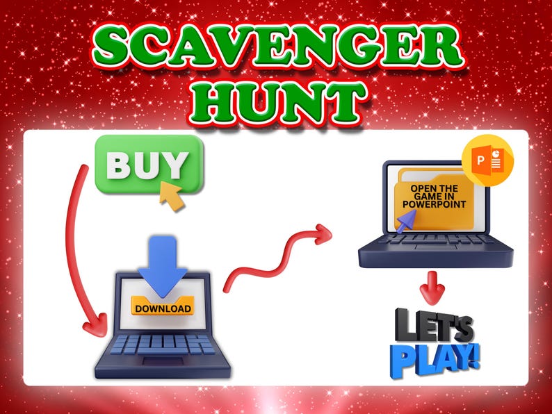 Virtual Christmas Scavenger Hunt Game for Zoom Powerpoint Holiday Party ...