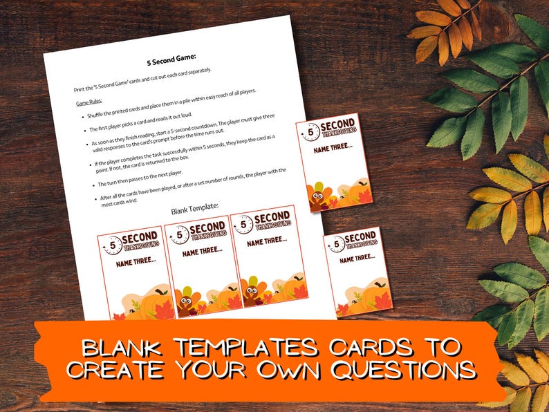5 Second Thanksgiving Game, Printable Games for All Ages Friendsgiving ...