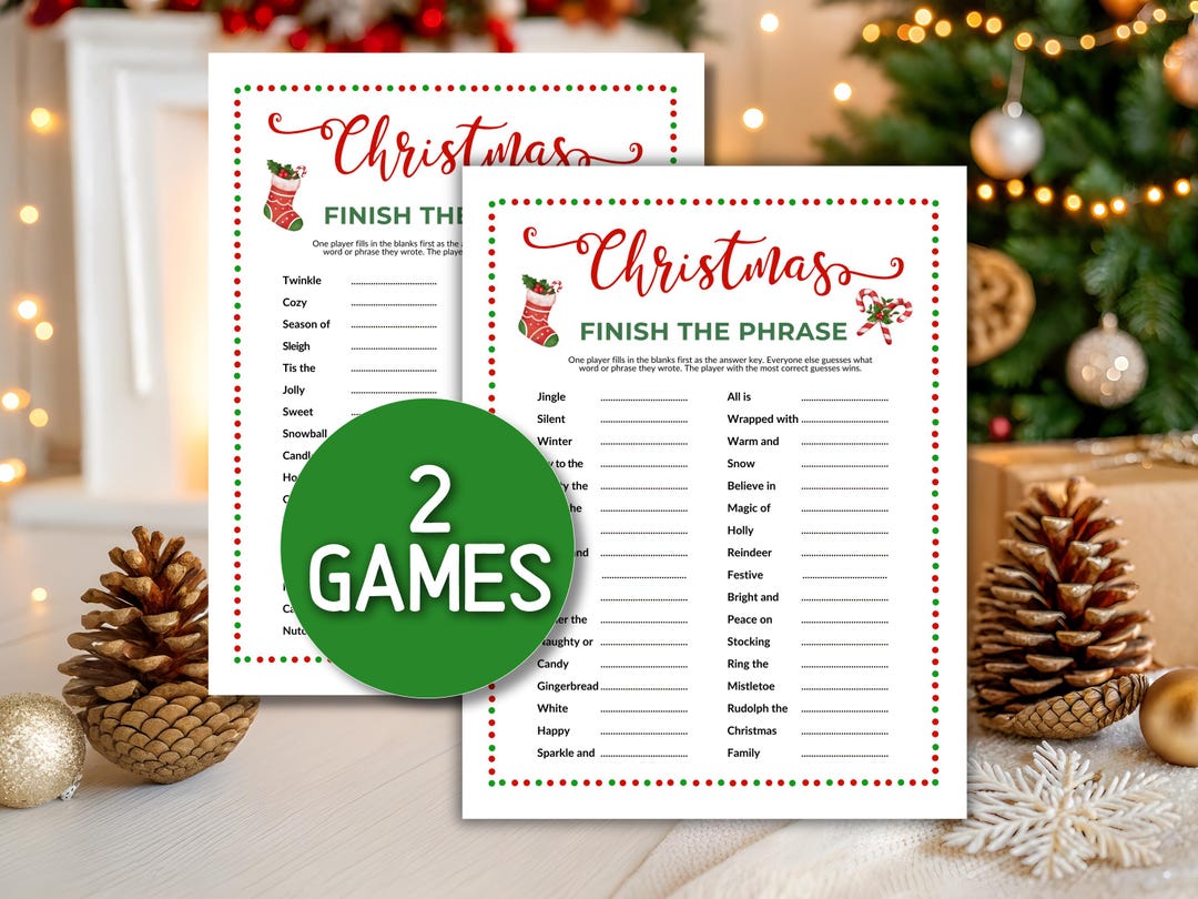 Christmas Finish the Phrase Game, Printable Xmas Eve Games for Family ...